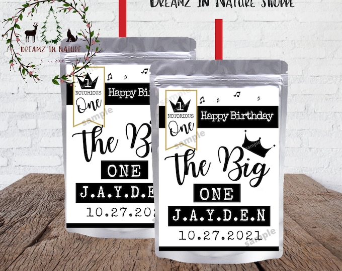 Notorious BIG One Crown First Birthday Party Labels for Drink - Etsy