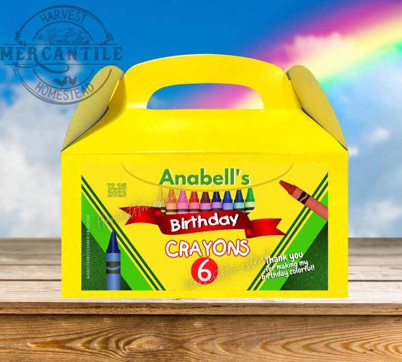 Crayon Birthday Colorful Party Goody Loot Boxes Favors With - Etsy