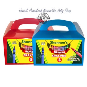 Crayon Birthday Colorful Party Goody Loot Boxes Favors, With PHOTO or ...