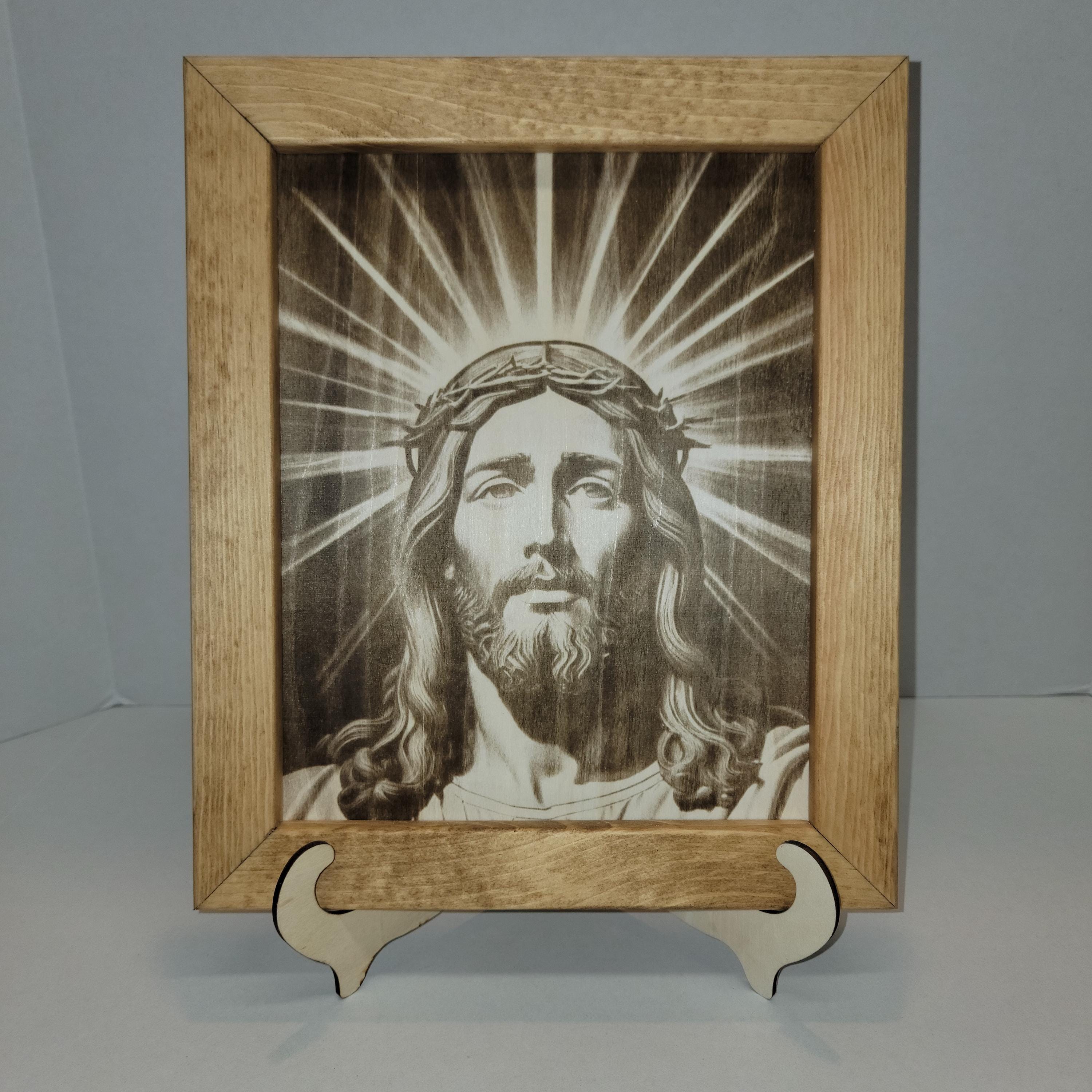 Picture of Jesus With Rays of Light, Laser Burned on Wood - Etsy