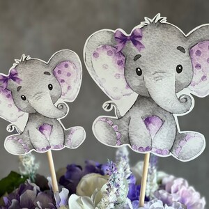 Purple Elephant Centerpiece, Elephant Baby Shower Decorations, Baby ...