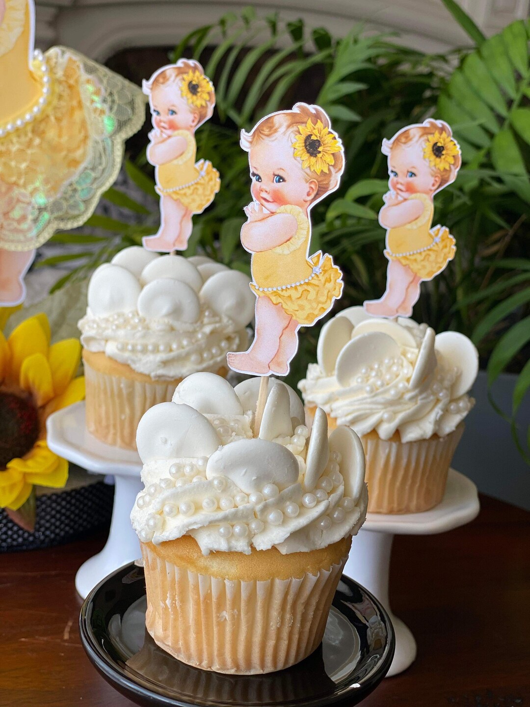 Yellow Cake Topper Sunflower Baby, Yellow Cake Topper Baby Girl, Baby ...