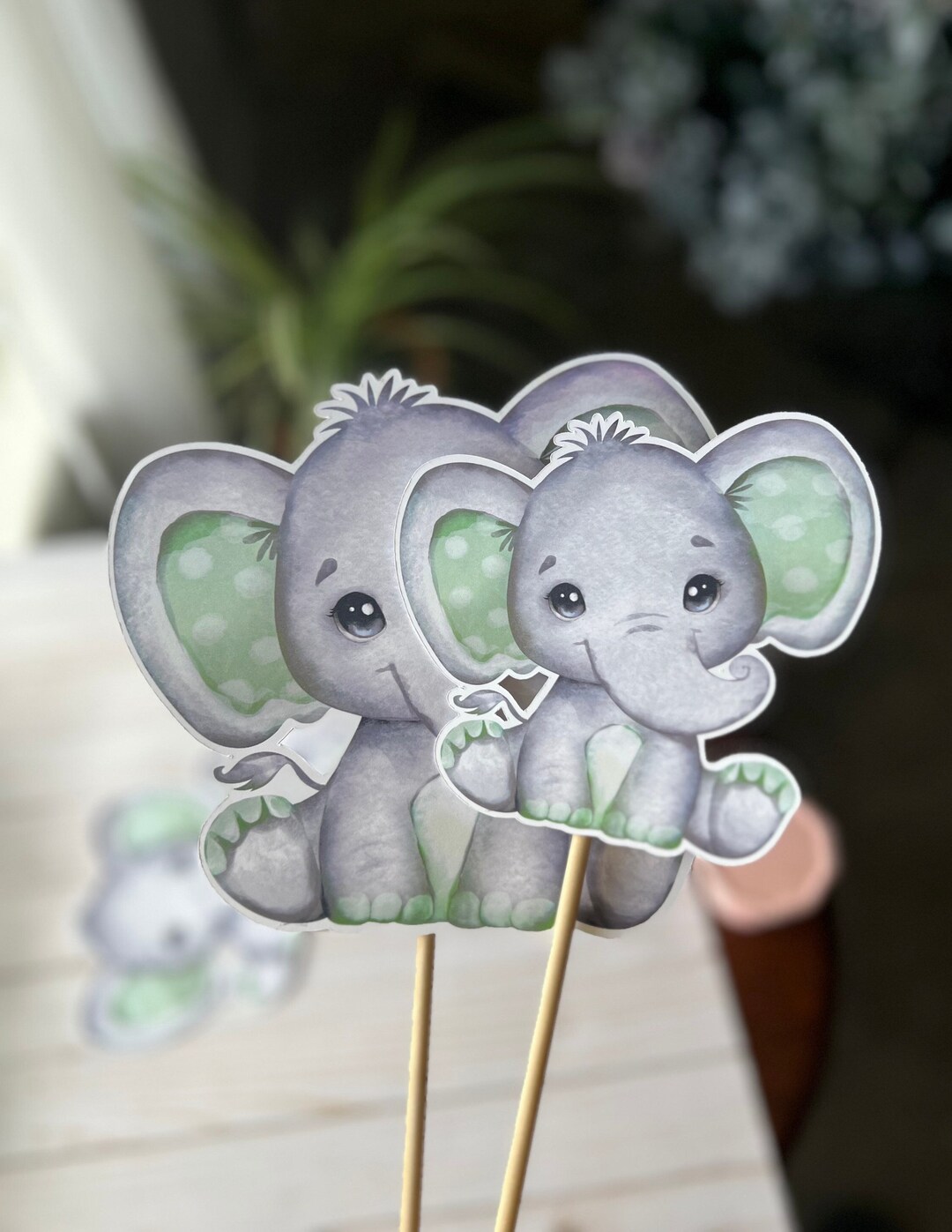 Mint Green Baby Elephant Centerpiece, Diaper Cake Topper, Baby Shower ...