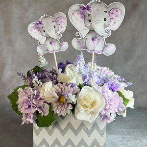 Purple Elephant Centerpiece, Elephant Baby Shower Decorations, Baby ...
