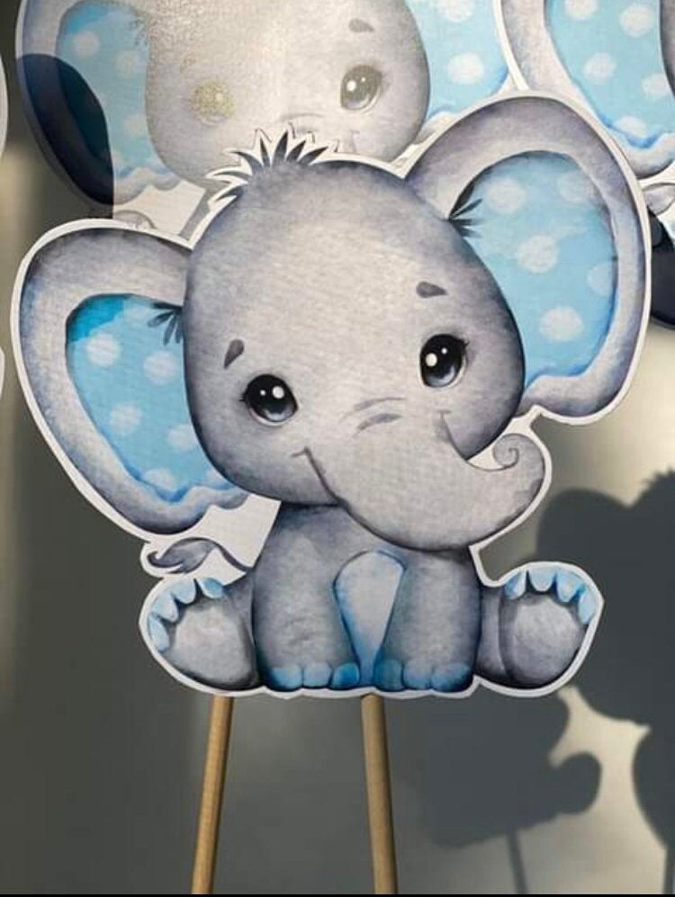 Elefante azul Baby Boy Topper de pastel de pañales Elefante | Etsy