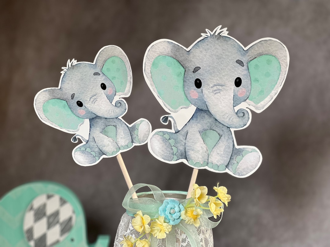 Green Elephant Centerpiece, Mint Baby Elephant Baby Shower Elephant ...