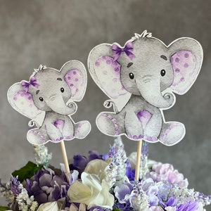 Purple Elephant Centerpiece, Elephant Baby Shower Decorations, Baby ...