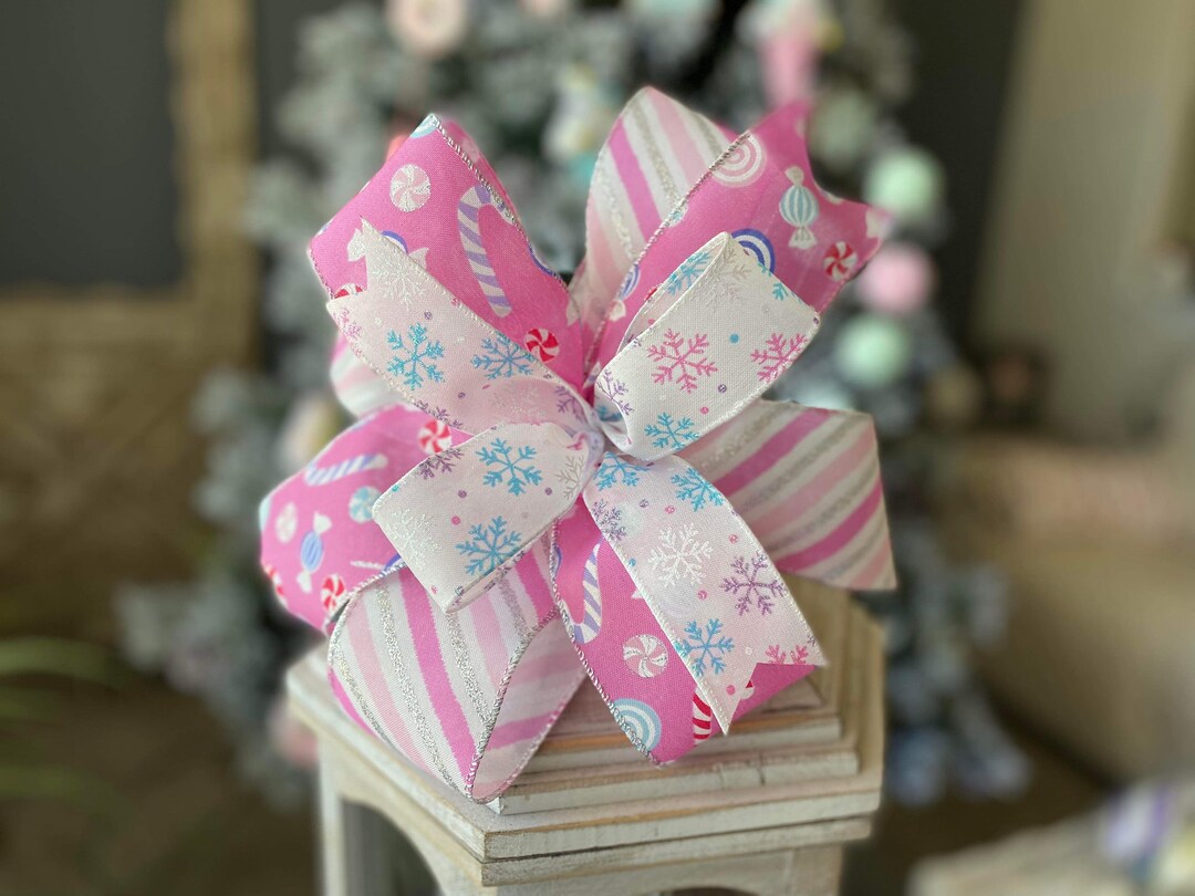 Candyland Snowflake Bow, Christmas Decor, Delightful Pink Design for ...