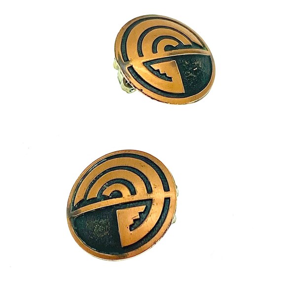 1960s Bell Trading Post Copper Clip On Earrings - Nat… - Gem