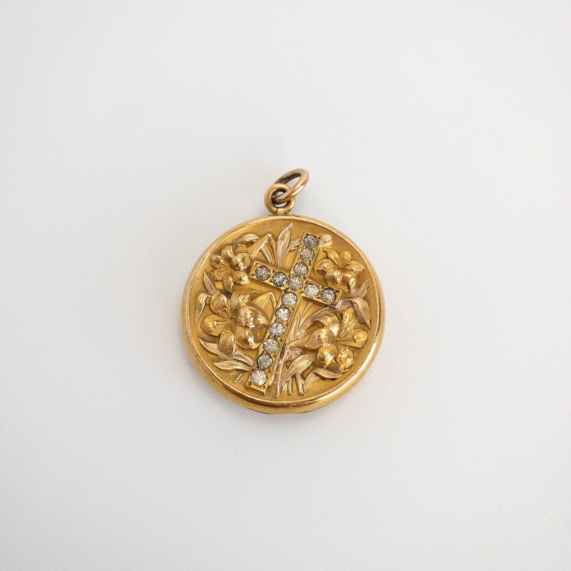 Antique Cross Gold Filled Photo Locket With Easter Lily Art Nouveau ...