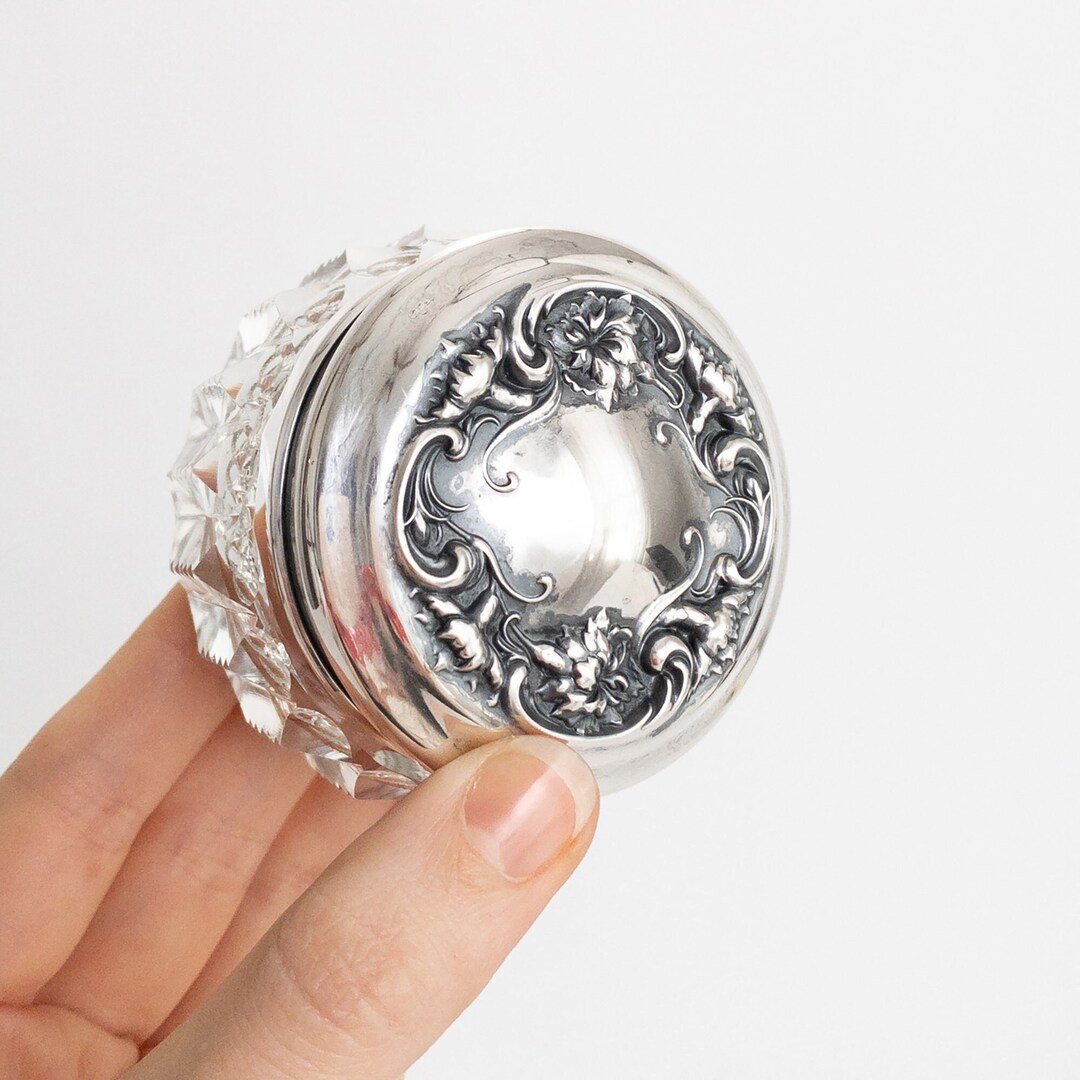 1900 "r Wallace & Sons" Zipper Cut Crystal Antique Victorian Vanity Jar ...