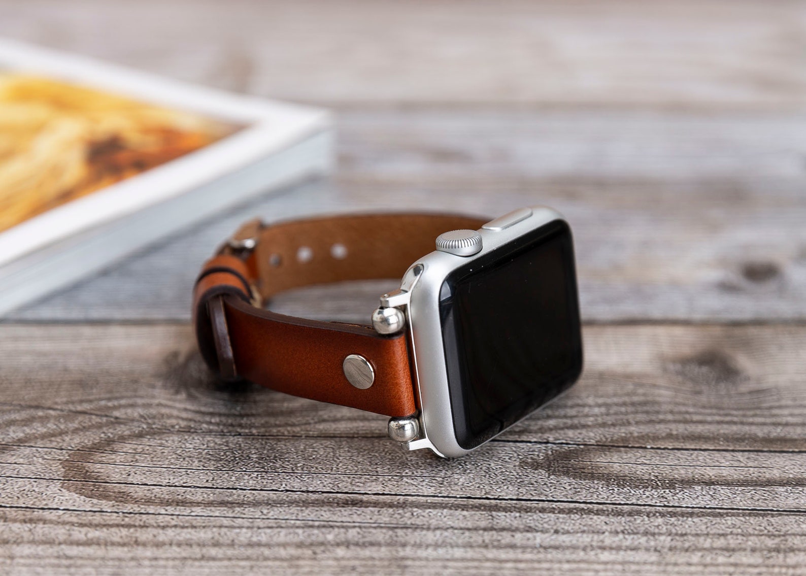 Brown Burnished Leather Apple Watch Band 38mm 40mm 41mm 42mm 44mm 45mm ...