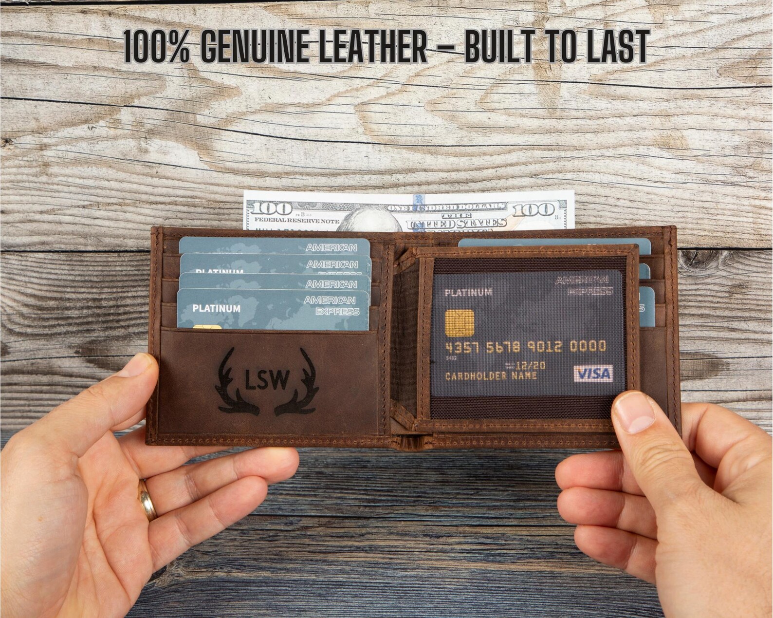 Personalized Full-grain Leather Wallet, Laser Engraved Handwriting - Etsy