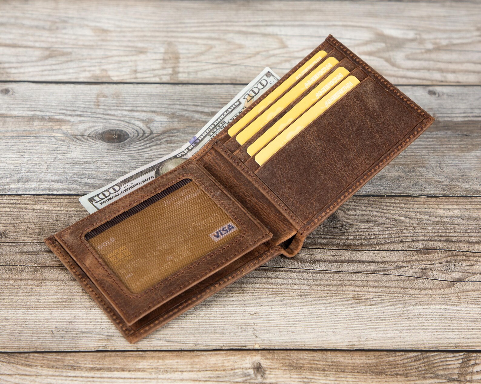 Personalized Full-grain Leather Wallet, Laser Engraved Handwriting - Etsy