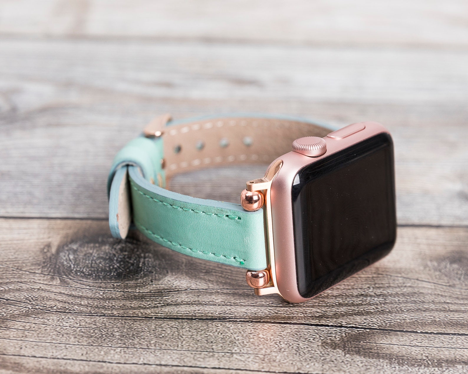 Light Blue Leather Apple Watch Band 38mm 40mm 42mm 44mm Slim | Etsy