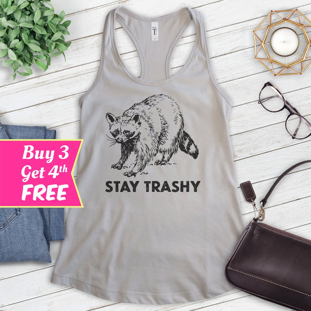 Stay Trashy Raccoon Tank Top, Ladies Racerback, Cute Raccoon Tank, Cute ...