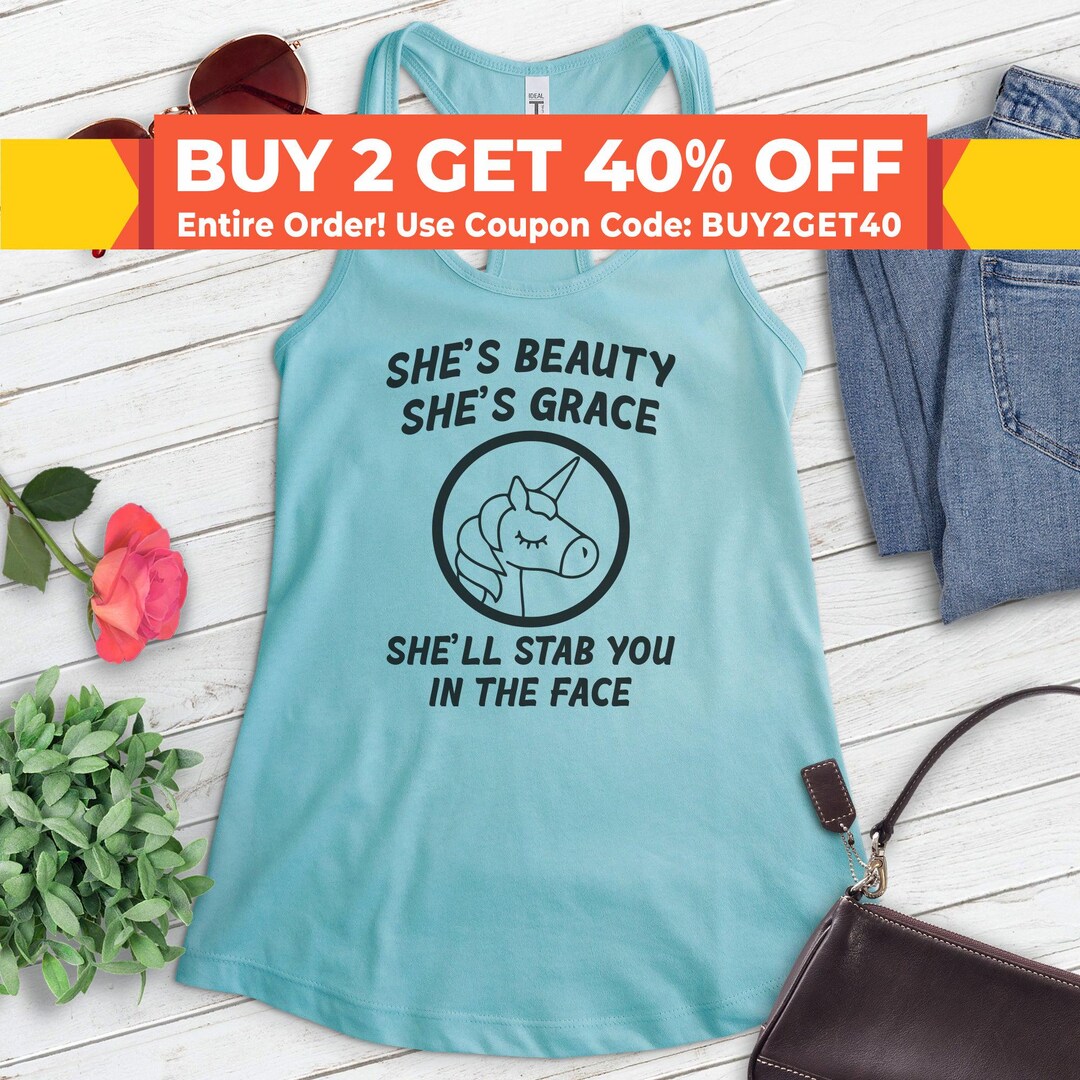 She's Beauty She's Grace She'll Stab You in the Face Tank Top, Ladies ...