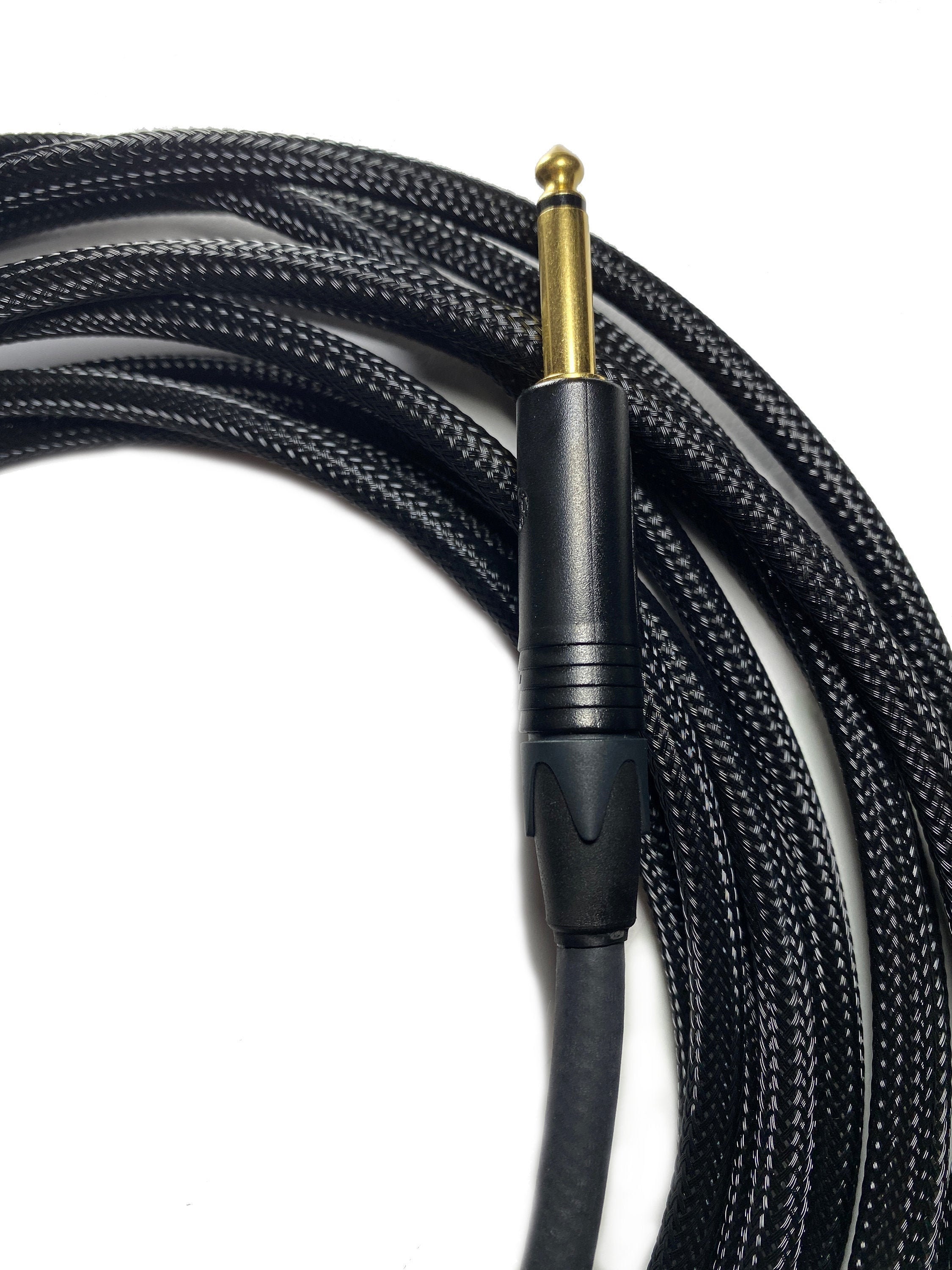 6m Black Braided Instrument Cable - Custom Guitar Cables - Made to ...