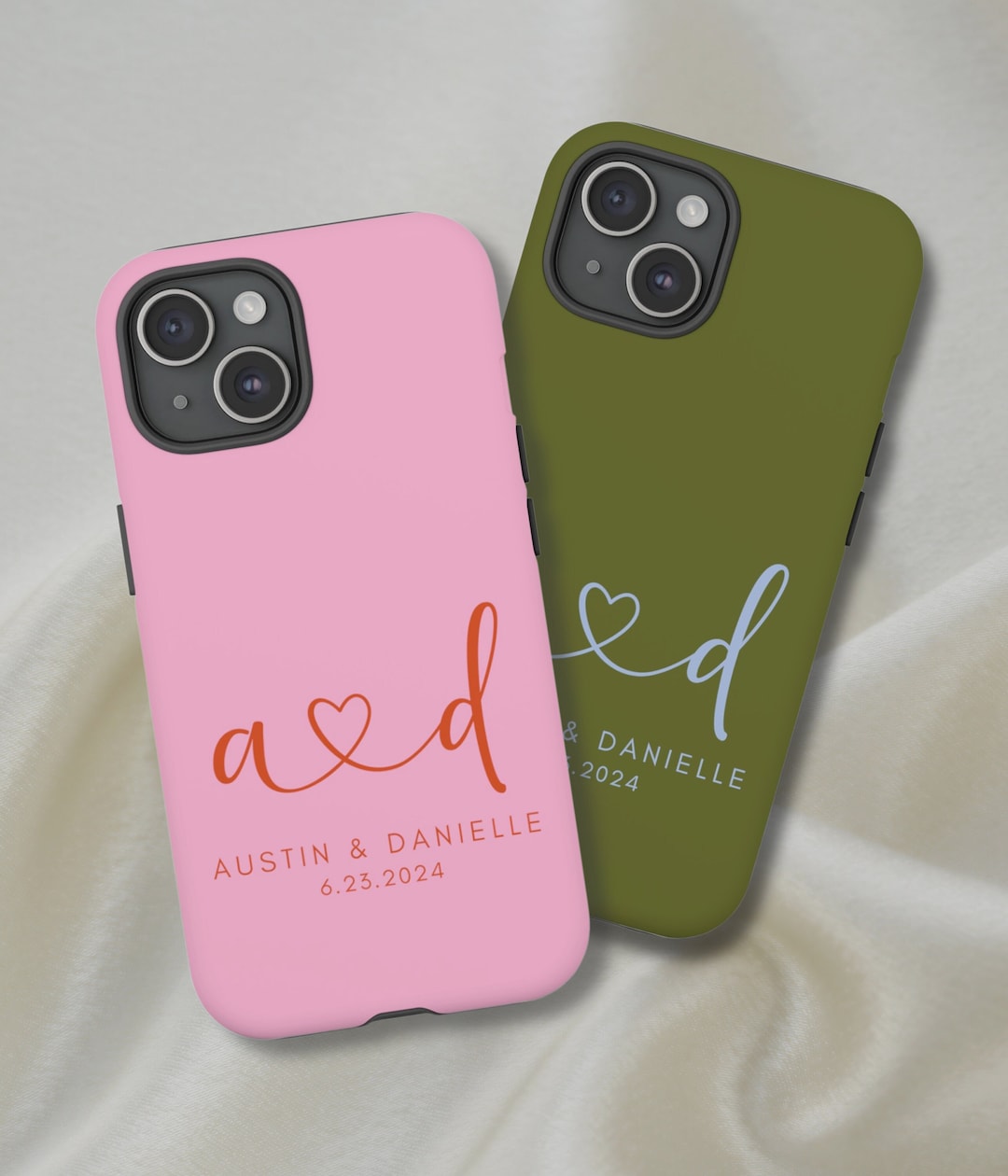 Personalized Matching Couple Phone Cases, Custom Anniversary Date ...