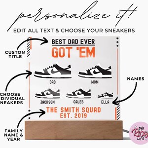 Sneaker Dad Acrylic LED Plaque, Sneakerhead Father's Day Gift ...