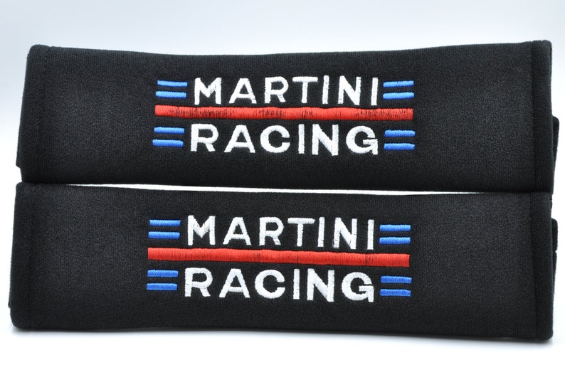 2 Pieces (1 PAIR) Martini Racing Embroidery Seat Belt Cover Cushion ...