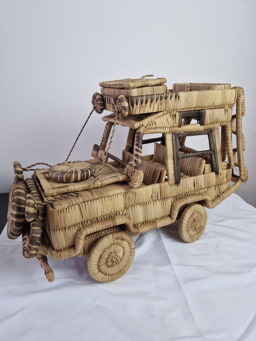 Large Rattan Jeep Handmade Rare Land Rover Car Detailed Decor - Etsy