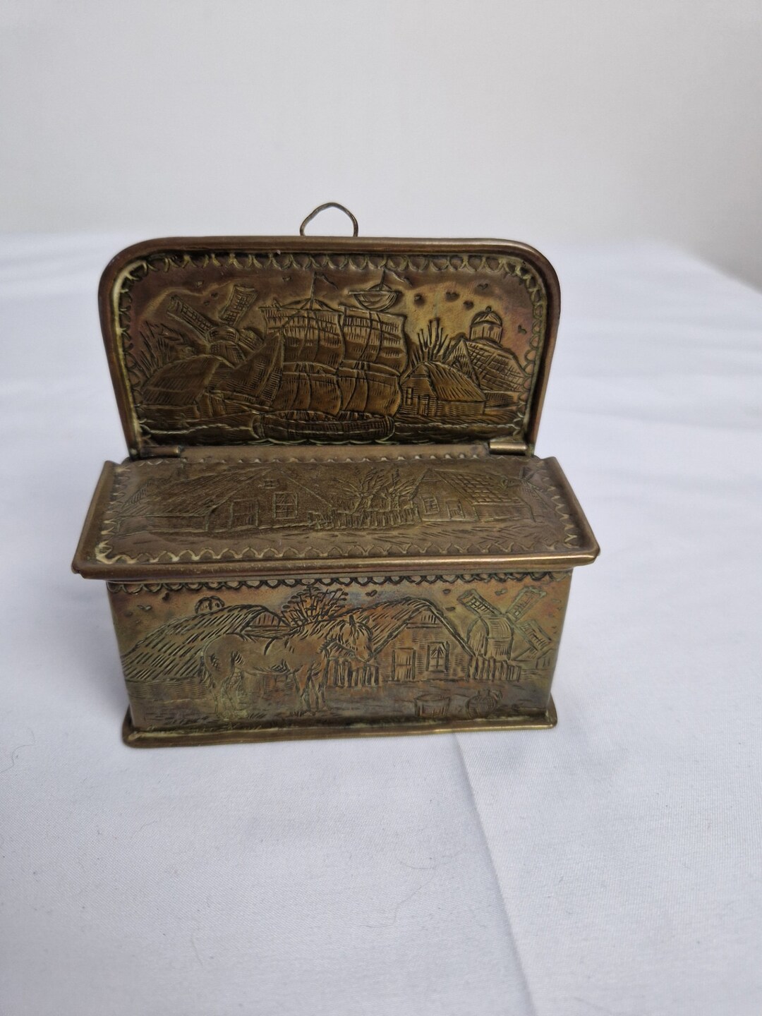 Antique Dutch Embossed Brass Candle Box - Etsy