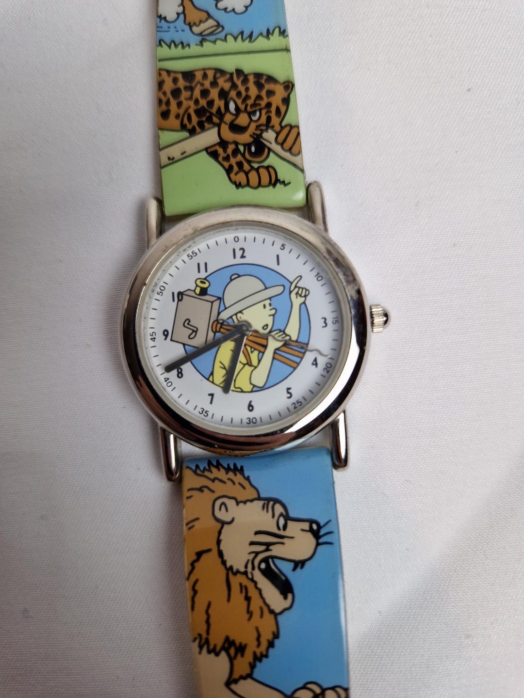 Vintage Tintin Globetrotter Watch Edition Working Citime Herge 90s Kids ...