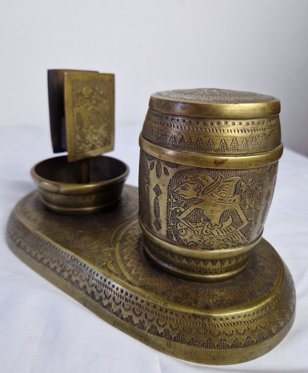 Indian Vintage Brass Smoking Set Smoking Accessory With Humidor and ...
