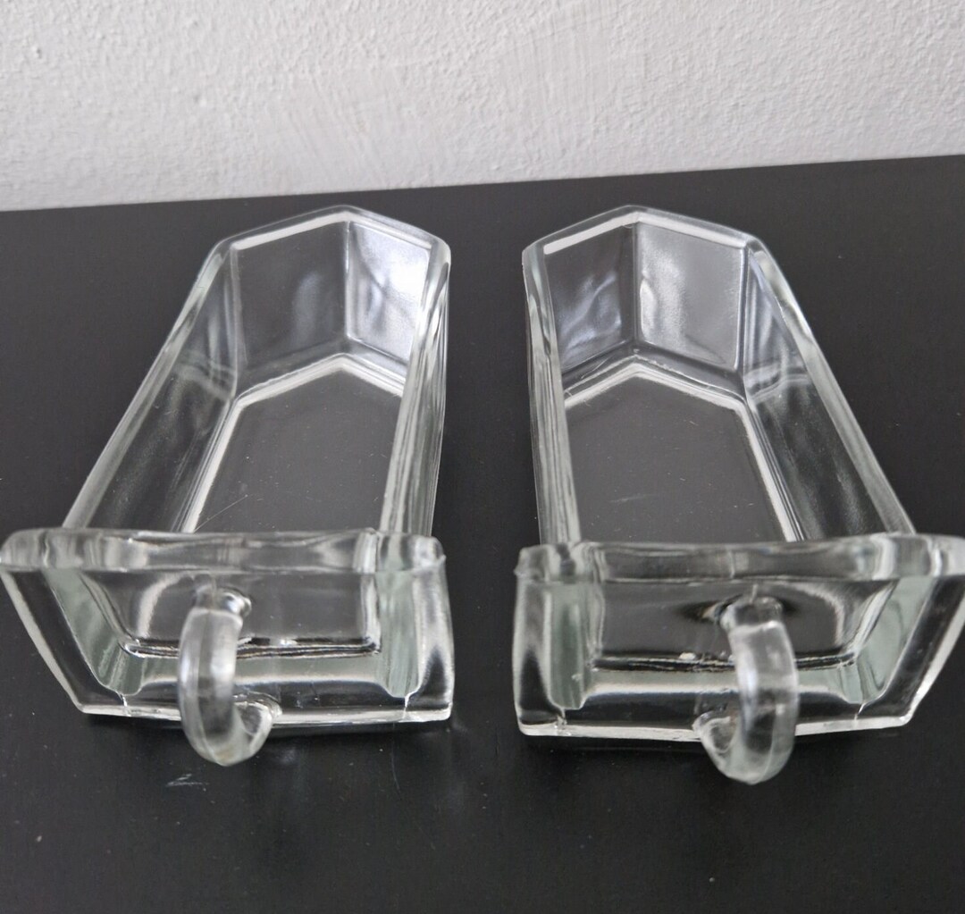 2x Long Glass Chutes Vintage Kitchen Glass Scoop Buffet Spices ...