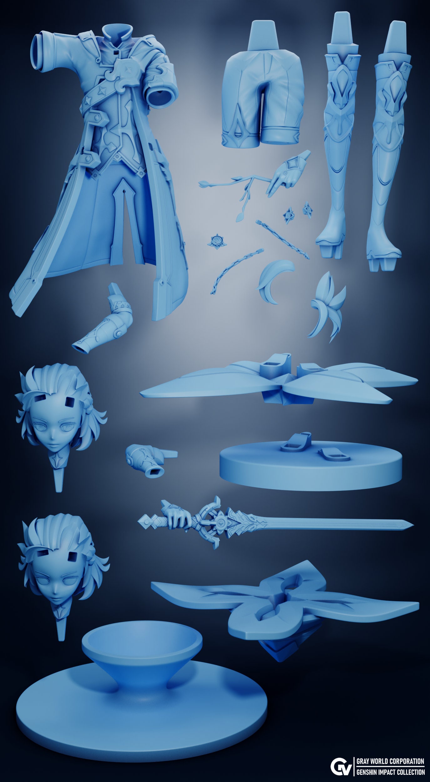 Albedo Genshin Impact Fan Art 3D Printed Resin Model Figure KIT - Etsy