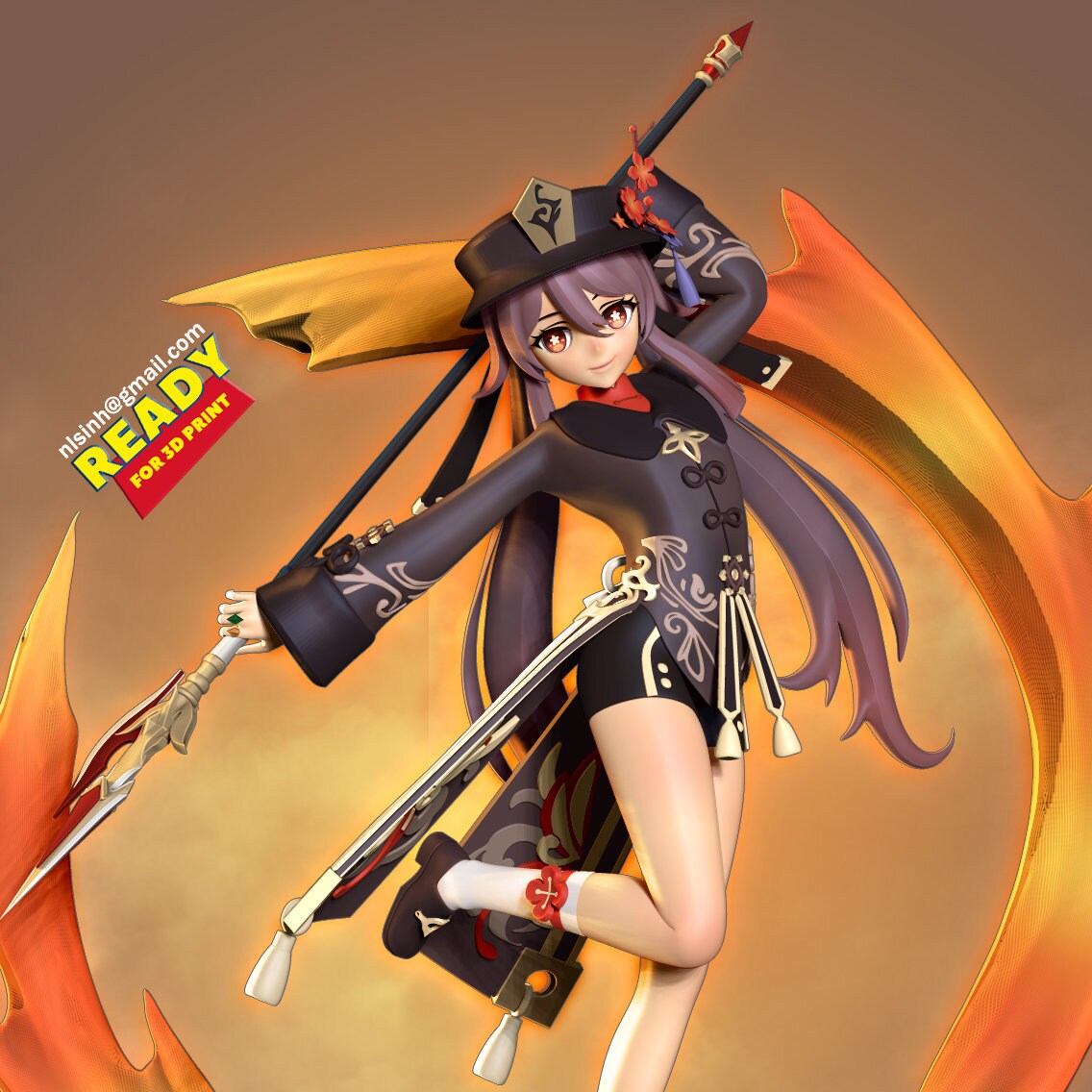 Hu Tao Genshin Impact Fan Art 3D Printed Resin Model KIT - Etsy