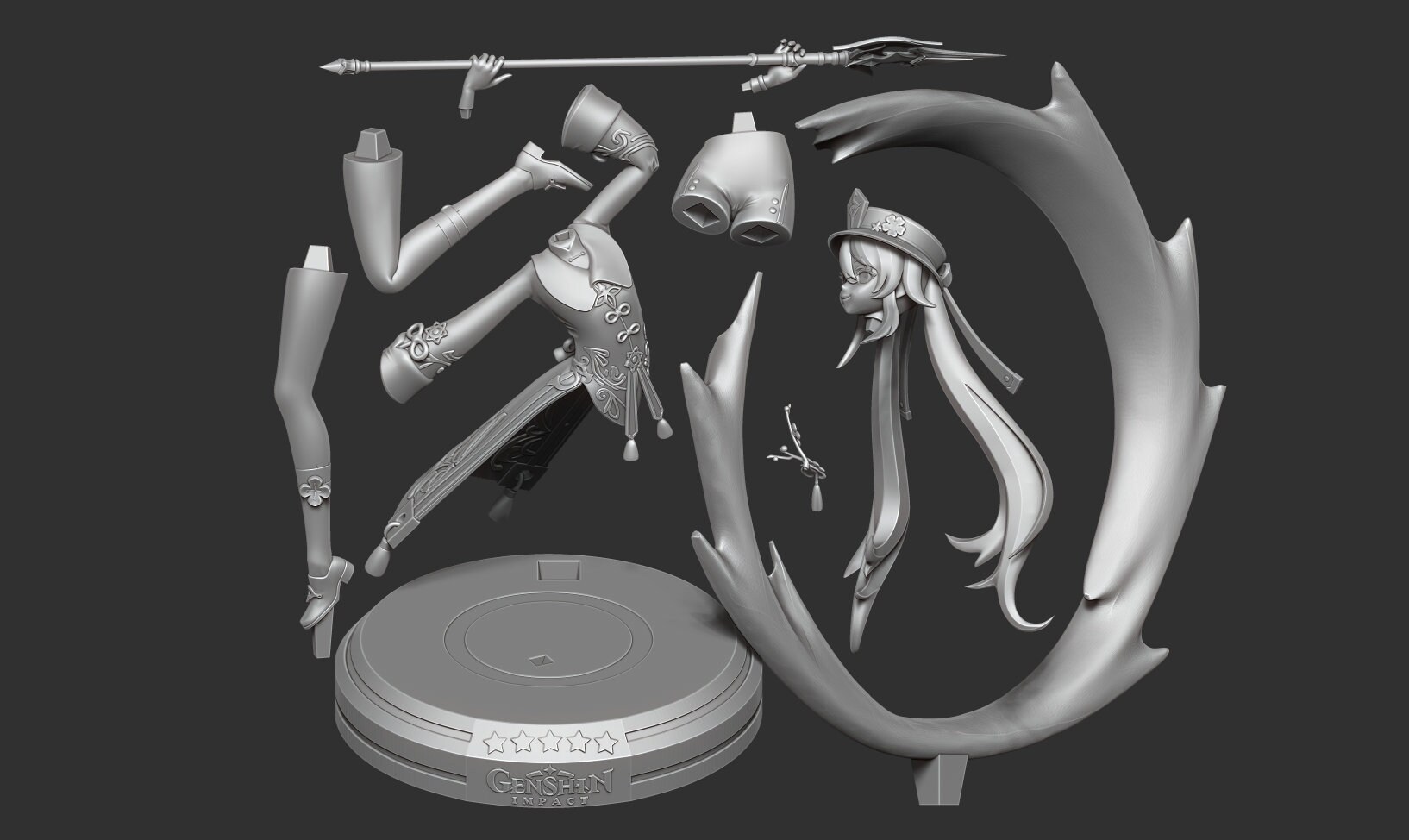 Hu Tao Genshin Impact Fan Art 3D Printed Resin Model KIT - Etsy