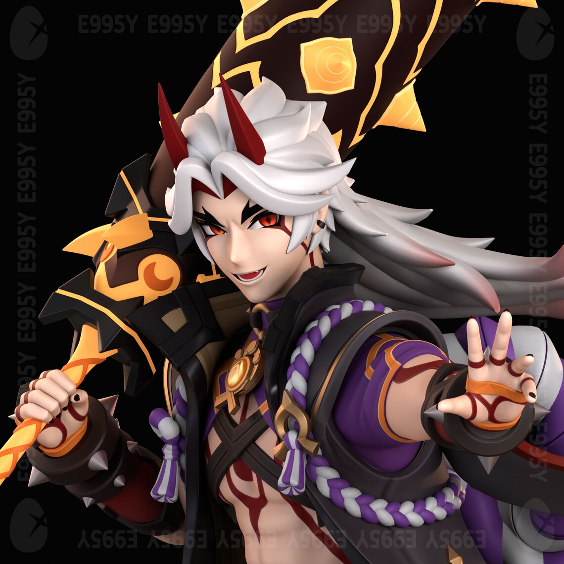 Arataki Itto FAN ART Genshin Impact 3D Printed Resin Model Figure KIT ...