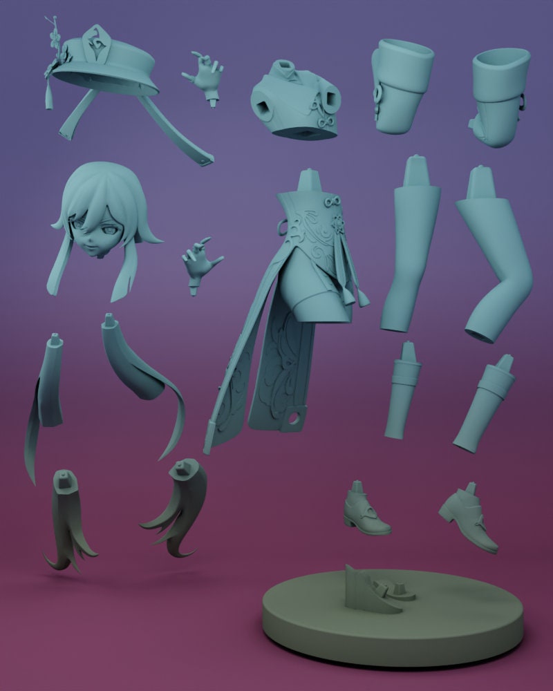 Hu Tao FAN ART Genshin Impact 3D Resin Model Figure KIT - Etsy