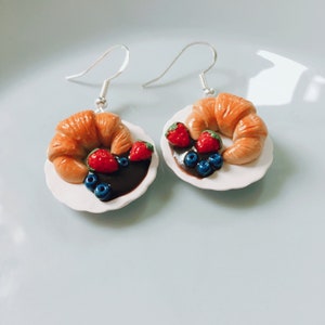 Polymer Clay Croissant Sterling Silver Earrings Aesthetic - Etsy
