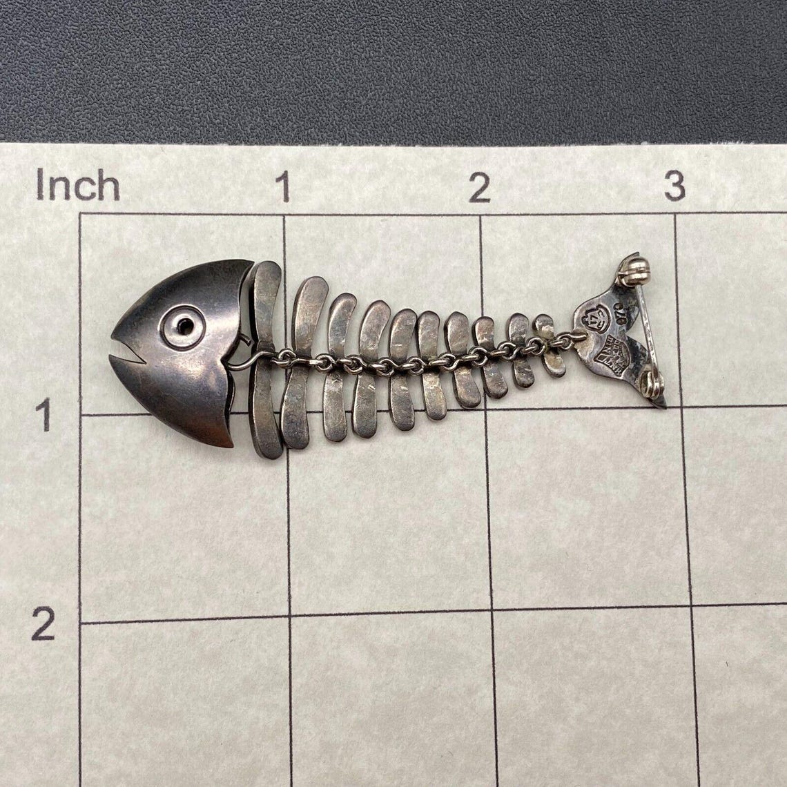 Vintage Antonio Pineda Dimensional Fish Fishbone Sterling Silver Pin ...