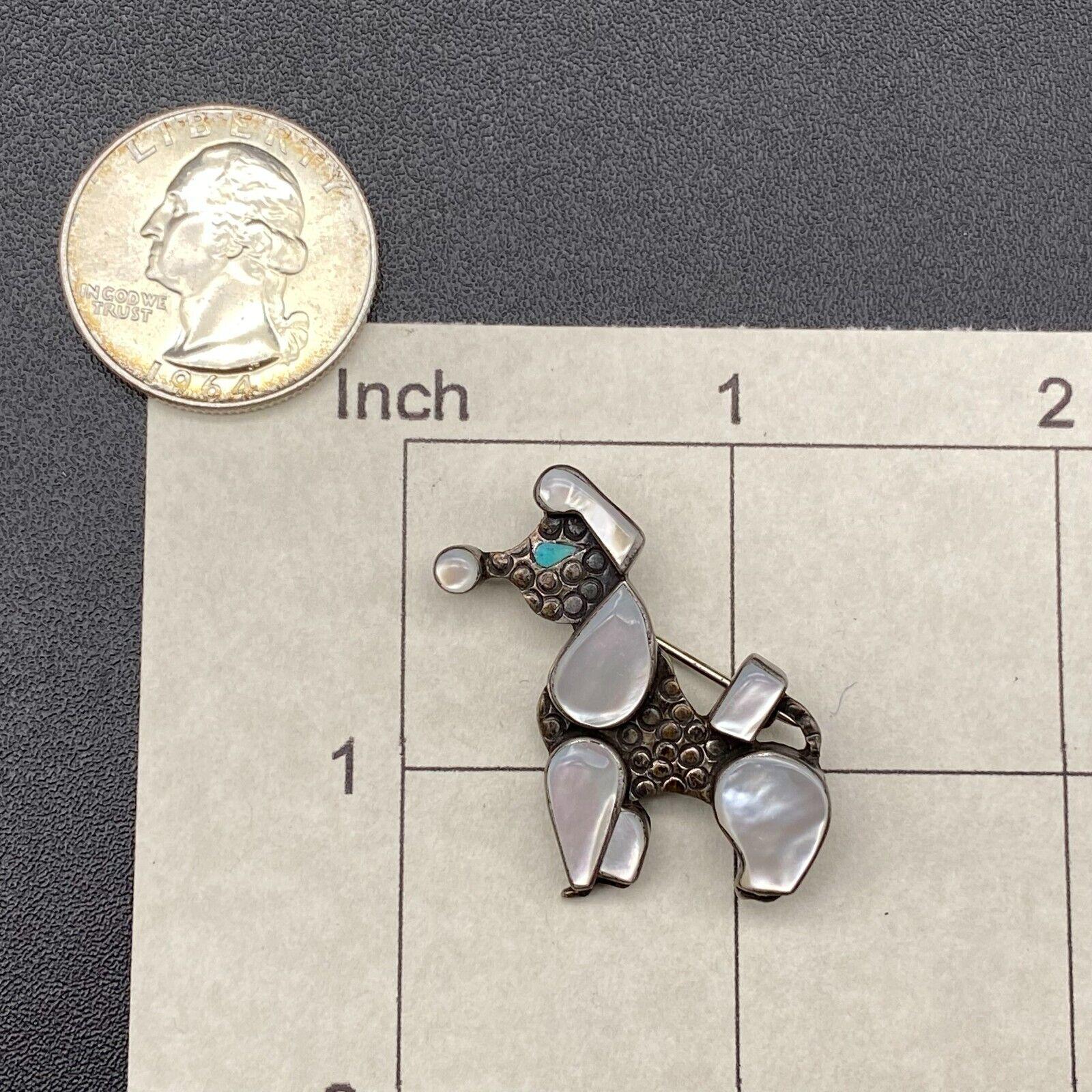 Vintage Zuni Poodle Dog Turquoise MOP Silver Pin Brooch - Etsy