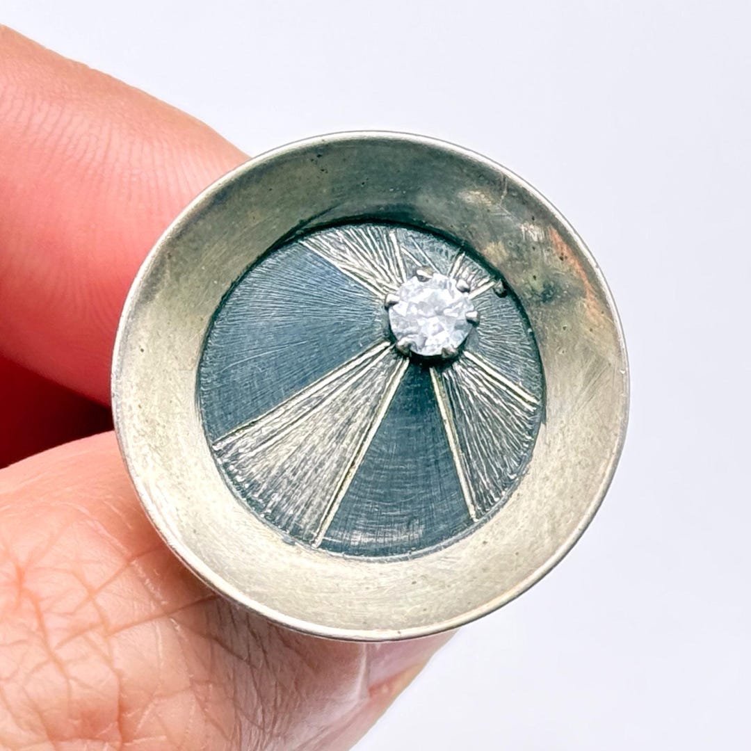 Vintage Modernist Abstract Sunray Silver Ring Size 8 - Etsy