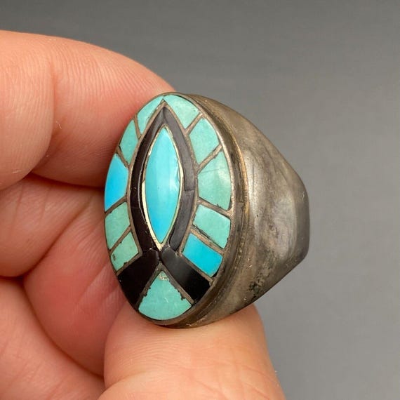 Vintage Zuni Native Hummingbird Turquoise Sterling Si… - Gem