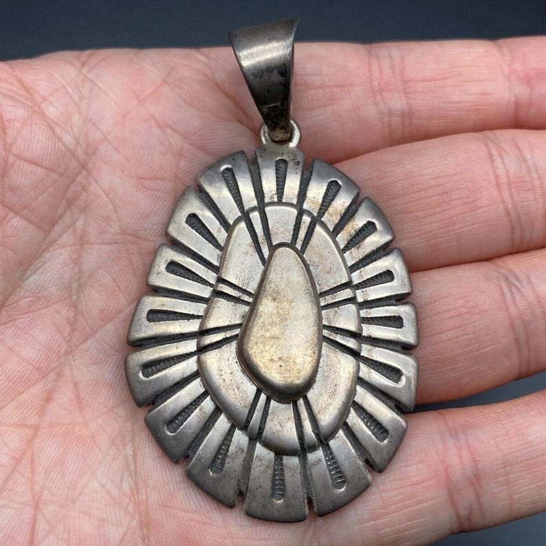 Vintage Navajo Native Thomas Jim Sterling Silver Dangle Pendant - Etsy