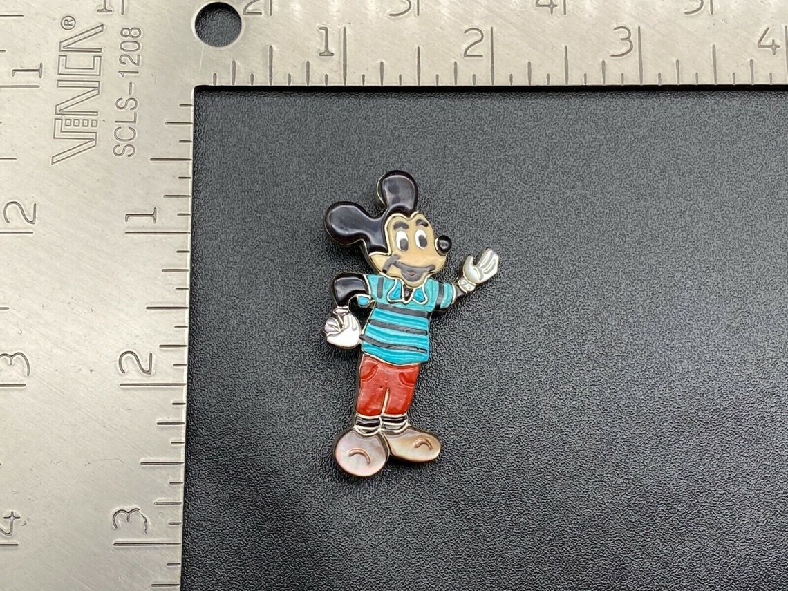 Vintage Zuni Zunitoon Mickey Mouse Turquoise Coral Silver Pin Brooch ...