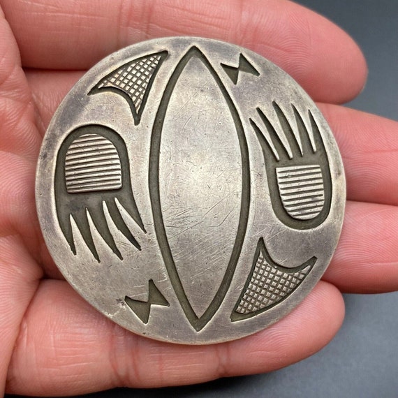 Vintage Navajo UITA22 Native Bear Track Silver Belt B… - Gem