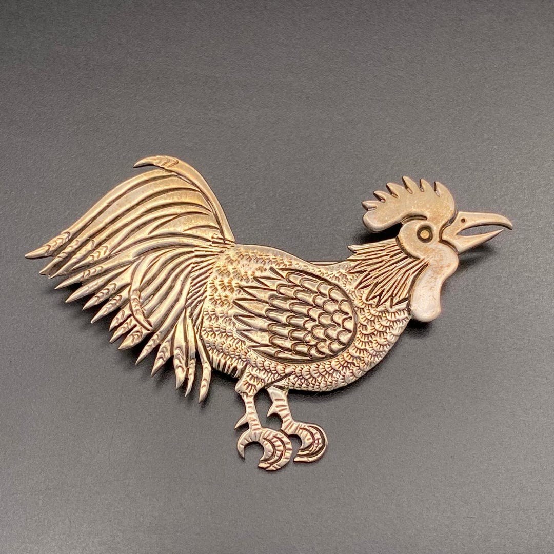 Vintage Navajo Russell Clarence Lee Rooster Handmade Sterling Silver Brooch Pin - Etsy
