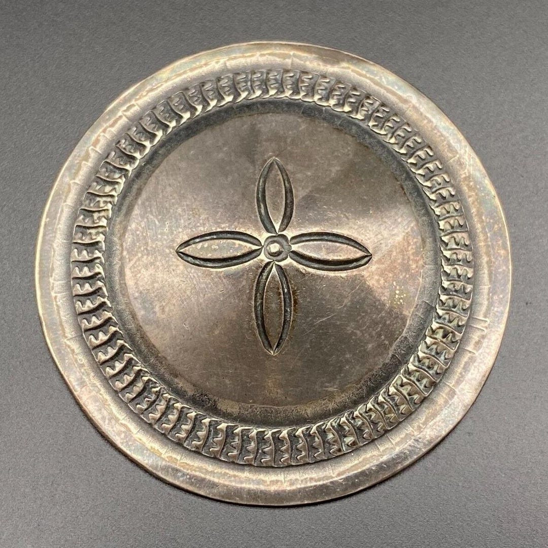 Vintage Navajo Arts and Crafts Guild Concho Hand Stampwork Silver Pin ...