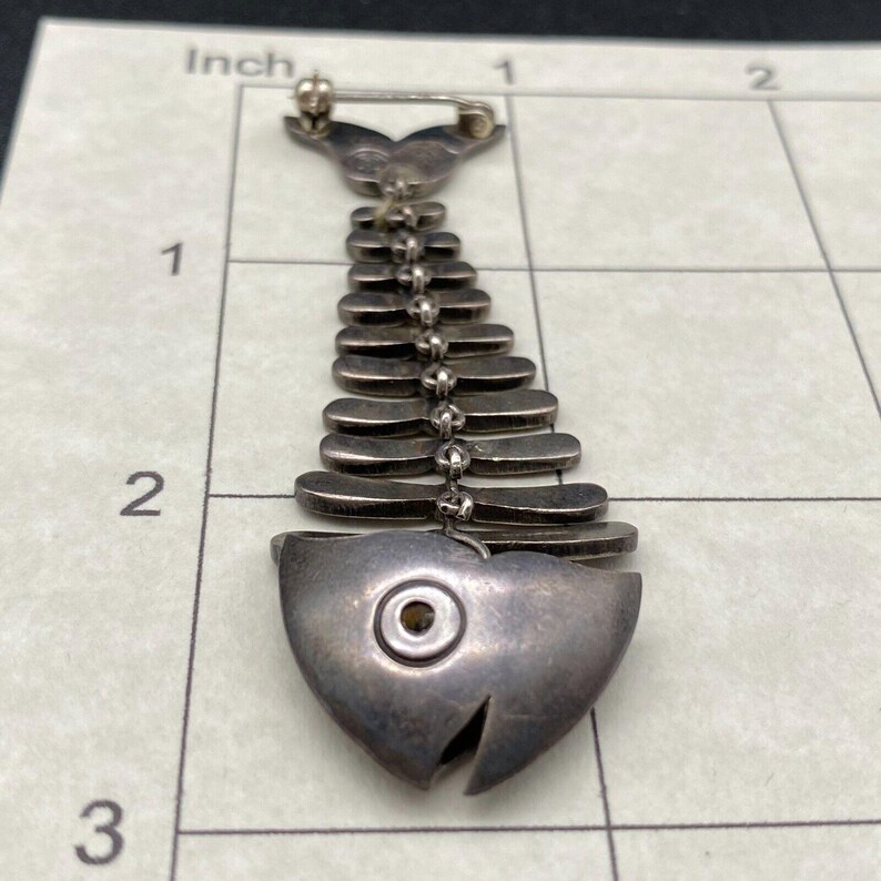 Vintage Antonio Pineda Dimensional Fish Fishbone Sterling Silver Pin ...