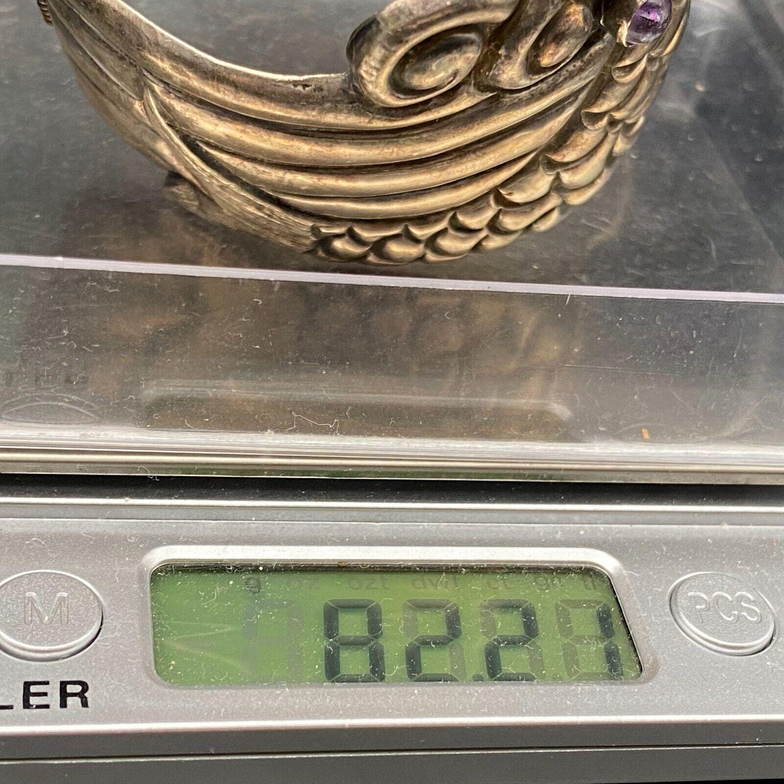 Vintage Mexico Fish Koi Amethyst Sterling Silver Clamper Bracelet 7" - Etsy