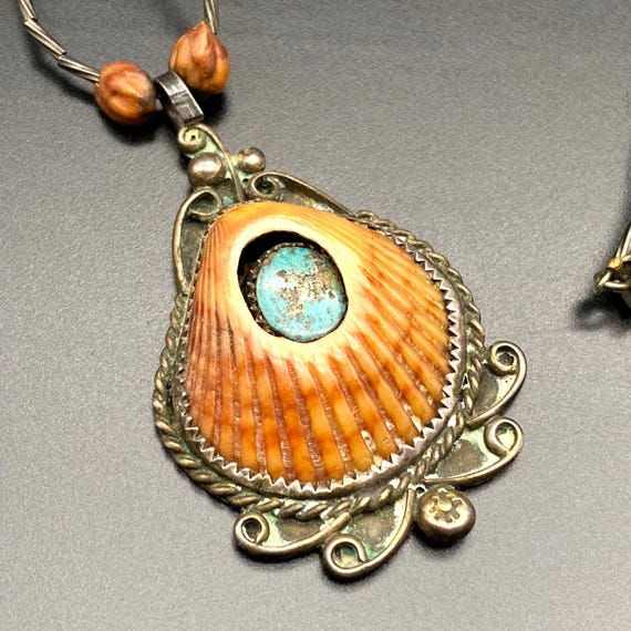 Vintage Navajo Native Shadowbox Turquoise Shell Silve… - Gem