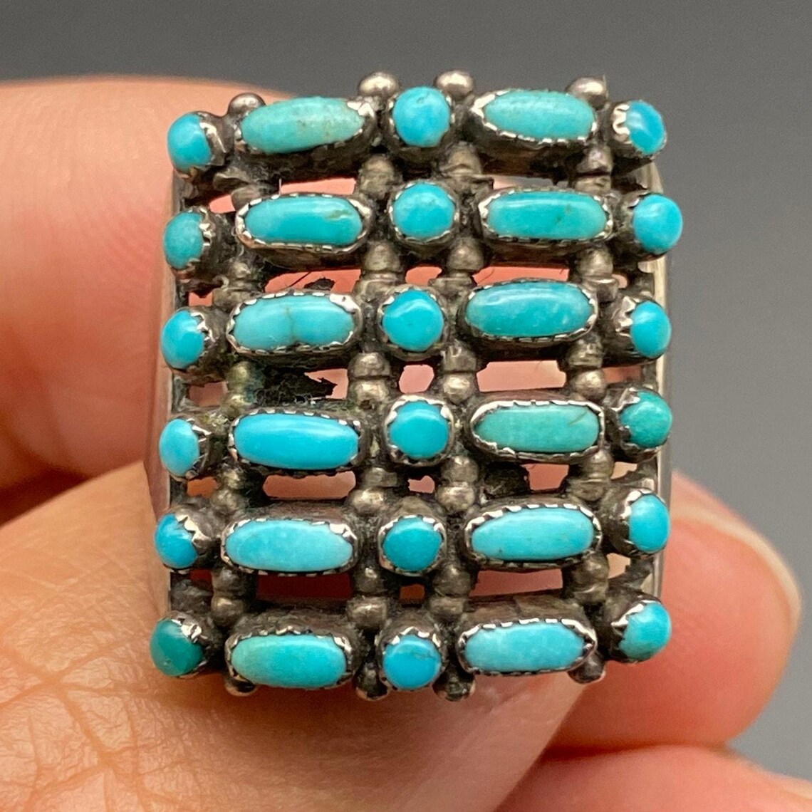 Vintage Zuni Native Turquoise Silver Ring Size 7.5 - Etsy