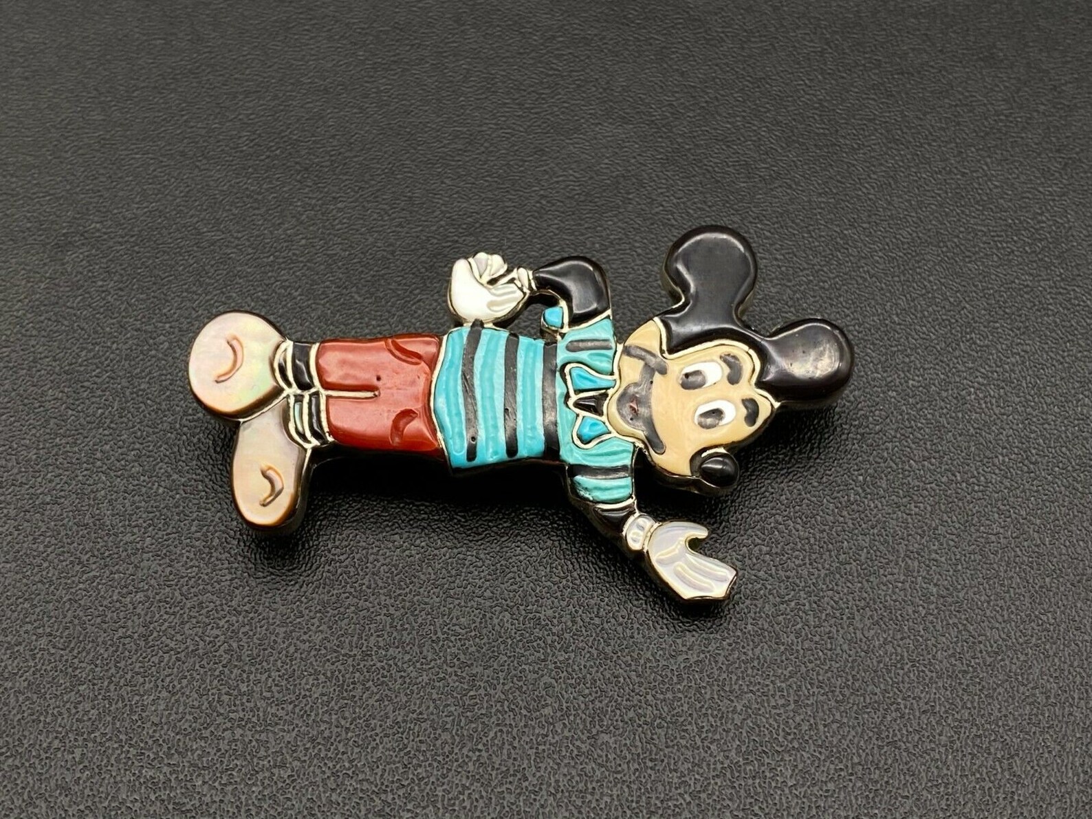 Vintage Zuni Zunitoon Mickey Mouse Turquoise Coral Silver Pin Brooch ...